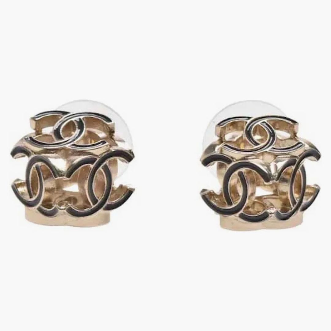 Chanel CC logo earrings gold/black - buy from Hypeneedz